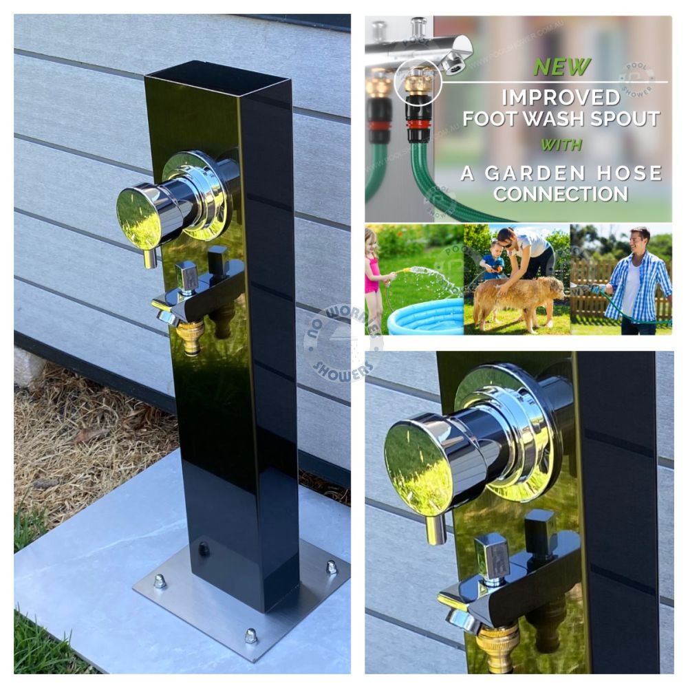 Black Outdoor Foot Wash Station 316L Marine Grade Stainless Steel